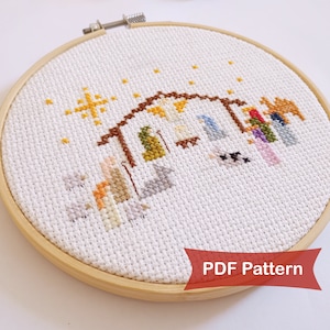 Nativity Scene Cross Stitch Pattern: Christmas Embroidery (PDF Pattern ...