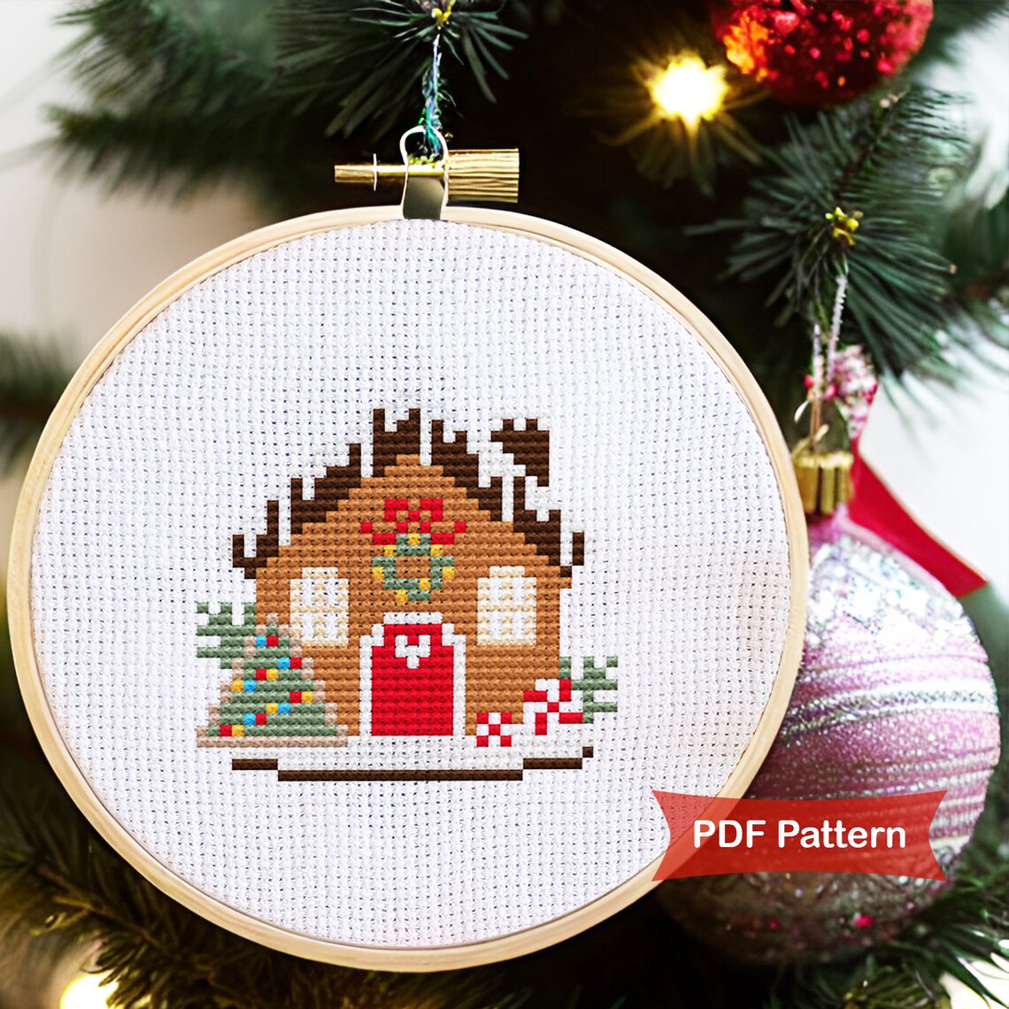 Gingerbread House Cross Stitch Pattern: Christmas Scene (PDF Pattern ...