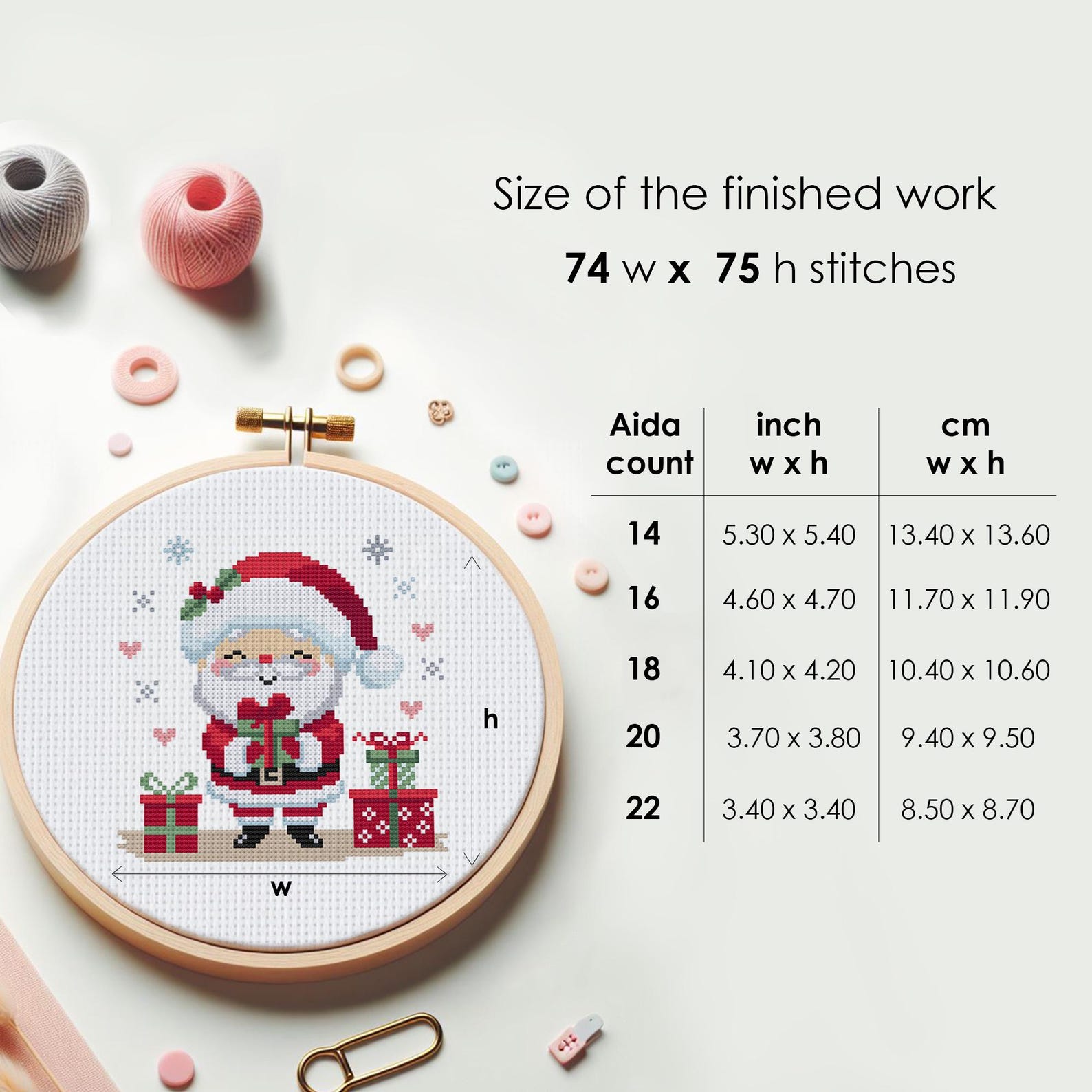Santa Claus Cross Stitch Pattern: Christmas Embroidery Design (PDF ...