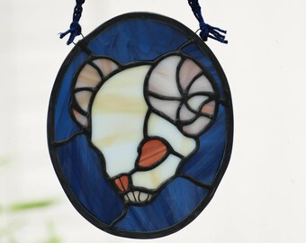Ram Skull Stained Glass Panel, for Wall, Window or Suncatcher - Etsy UK