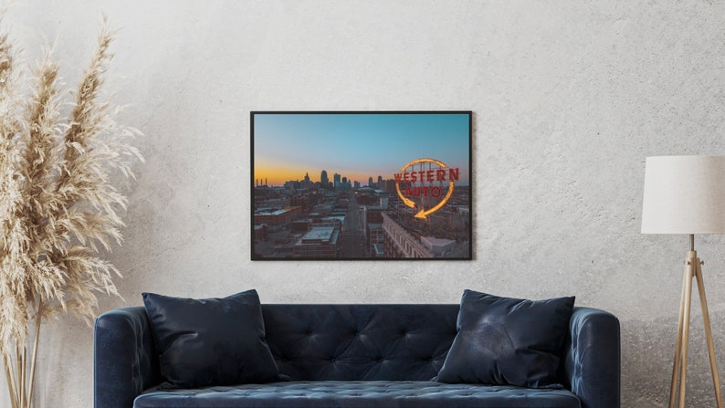 Iconic Western Auto Sign at Sunset - Downtown Kansas City - Etsy