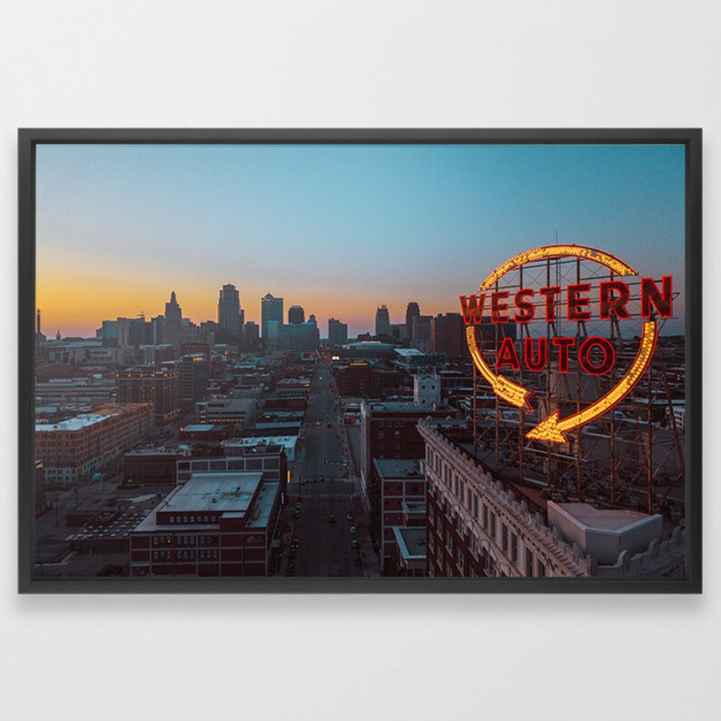 Iconic Western Auto Sign at Sunset Downtown Kansas City | Etsy