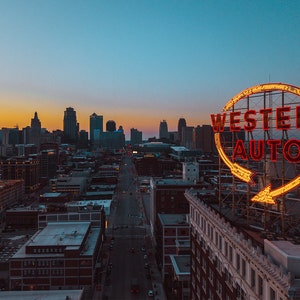 Iconic Western Auto Sign at Sunset - Downtown Kansas City - Etsy