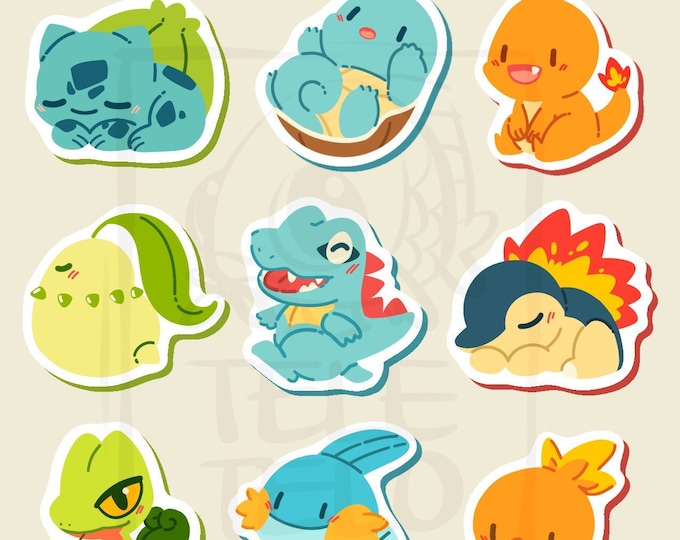 Pokemon Starters Waterproof Sticker Sheet 4.25 X 5.5 Inch - Etsy