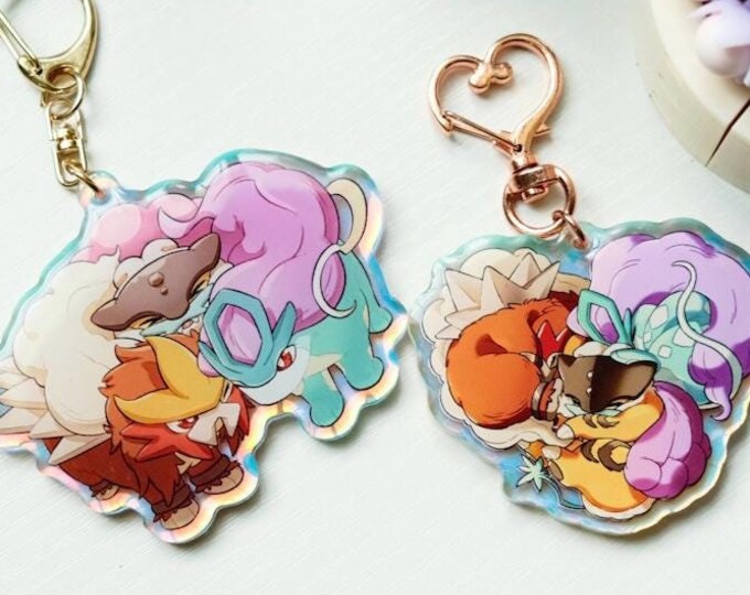 Raikou, Entei, and Suicune Cuddle Puddle Pokemon Acrylic Charms - Etsy