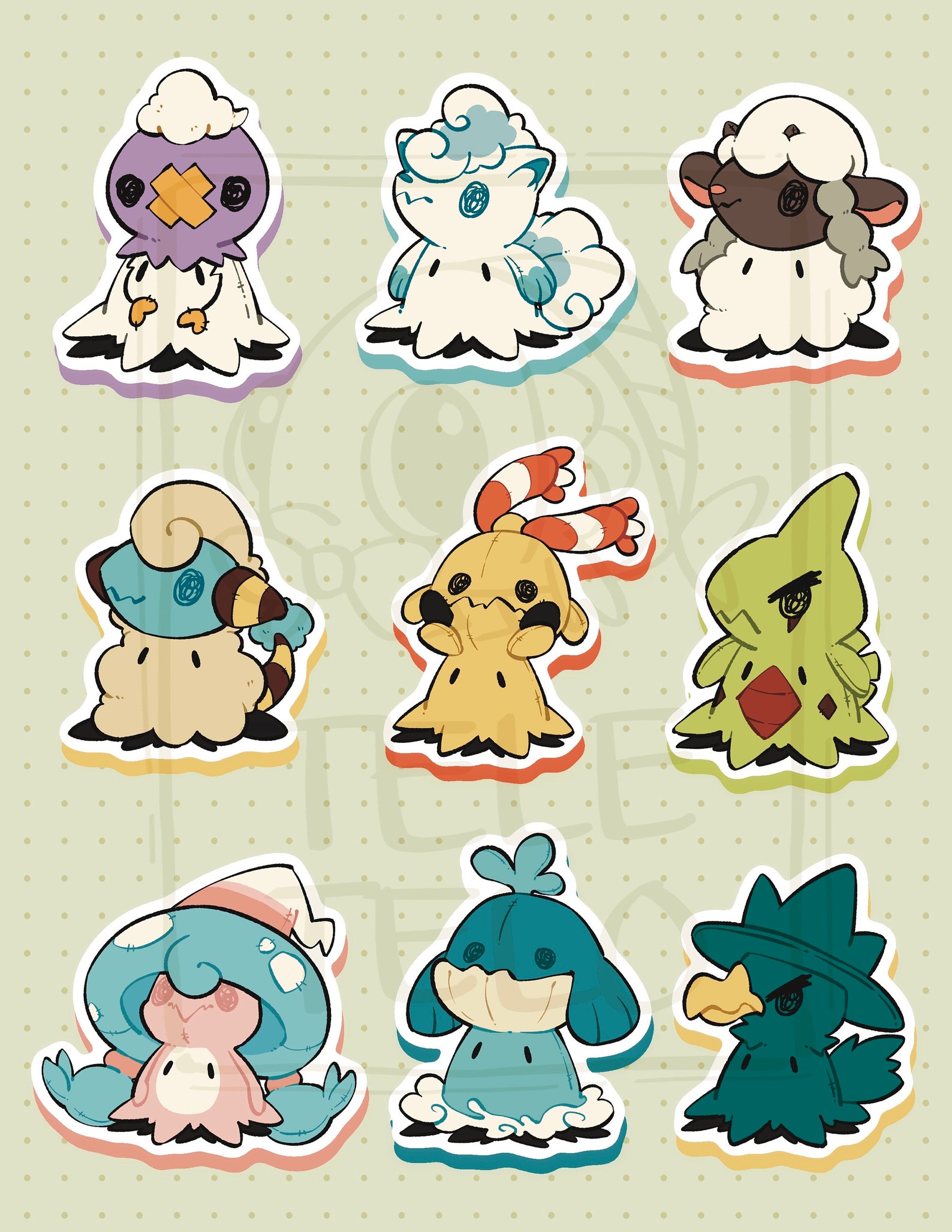 Mimikyu Variants Waterproof Sticker Sheets 4.25 X 5.5 Inch | Etsy