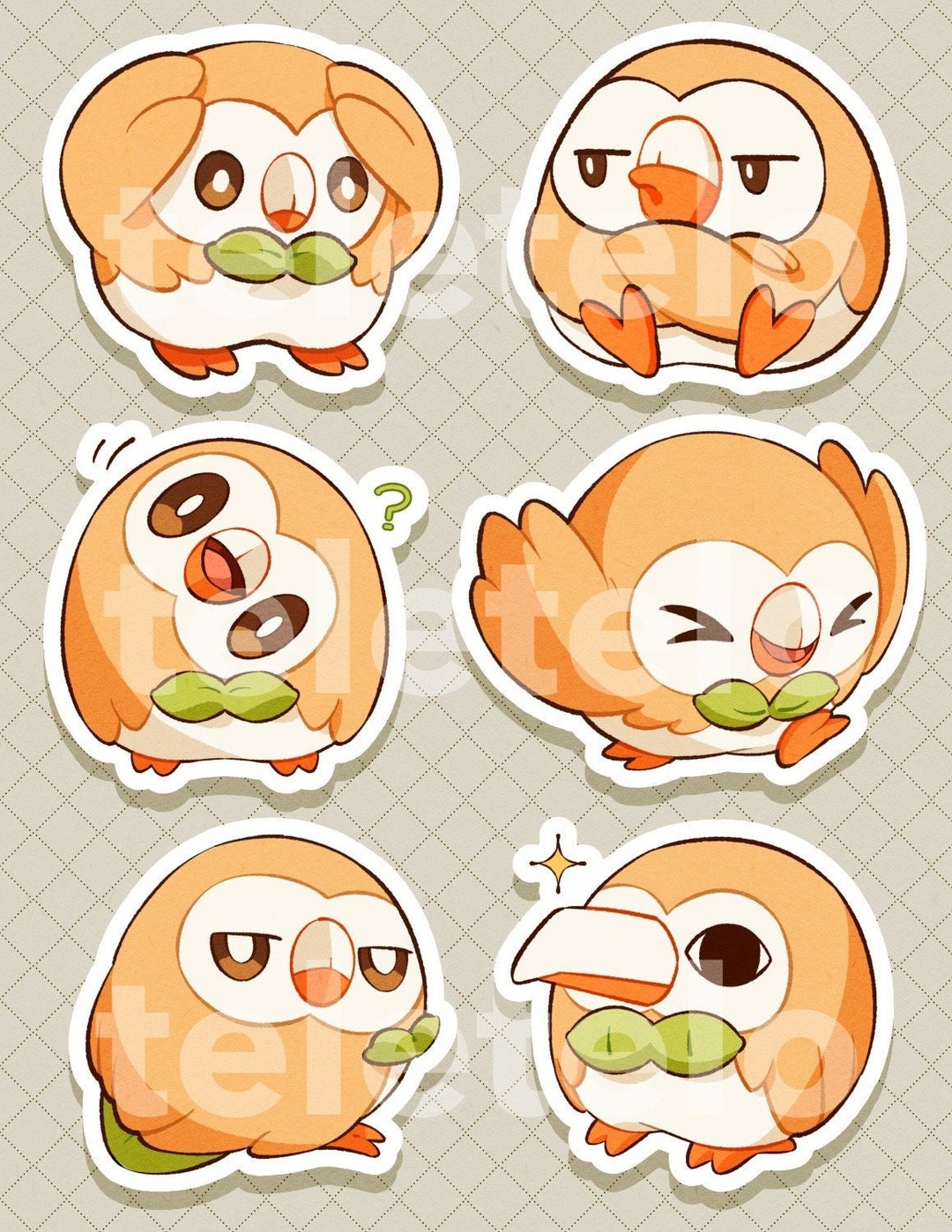 Rowlet Moods Waterproof Sticker Sheet 4.25 X 5.5 Inch Glossy - Etsy