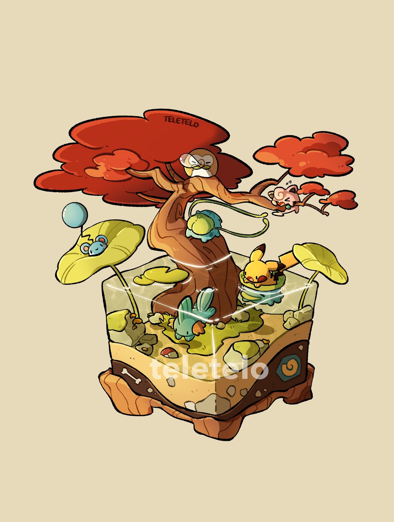 Pokemon Pond Scene Mini Print - Etsy