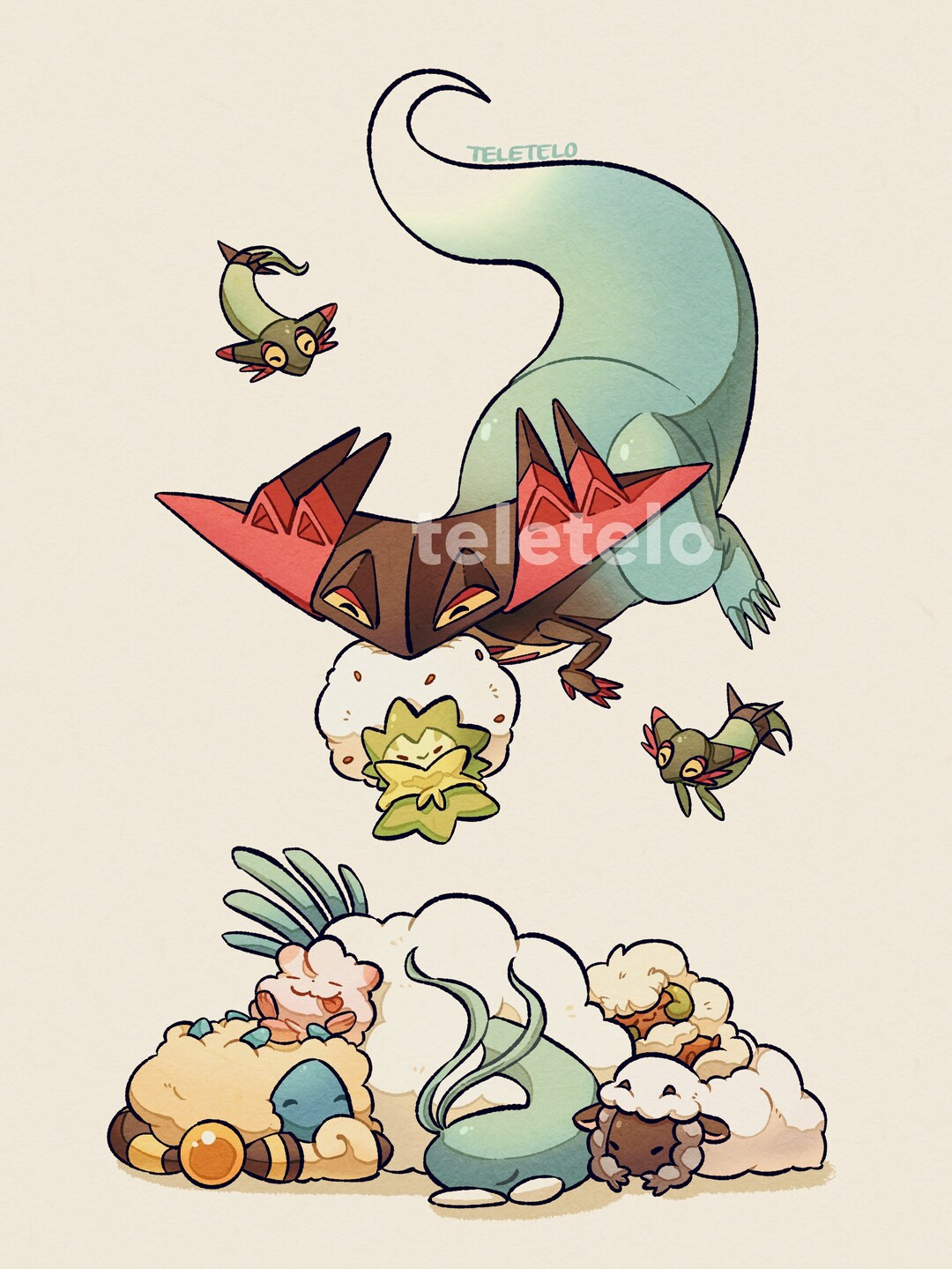 Dragapult's Fluffy Collection Mini Print - Etsy