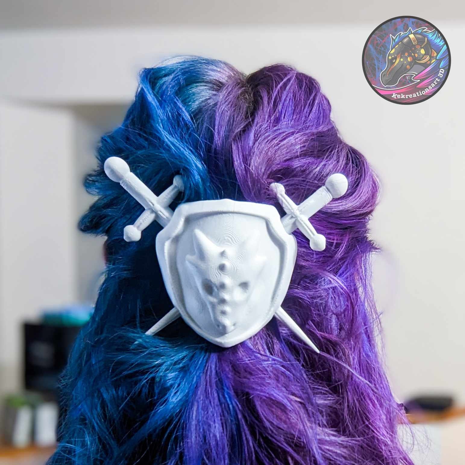 Dragon Shield and Crossed Swords Hair Pin - Etsy