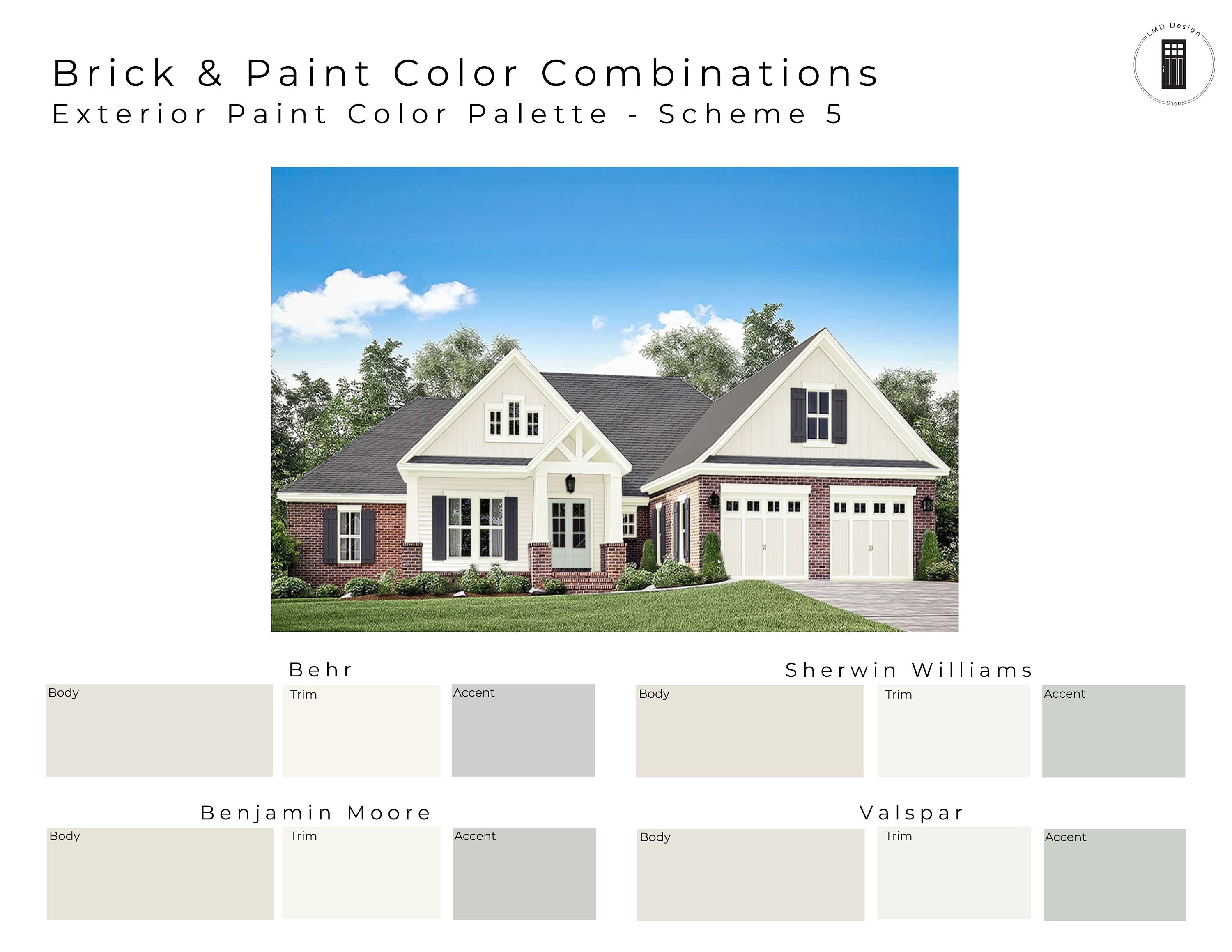 Brick Exterior Paint Color Palettes Exterior Paint Colors - Etsy