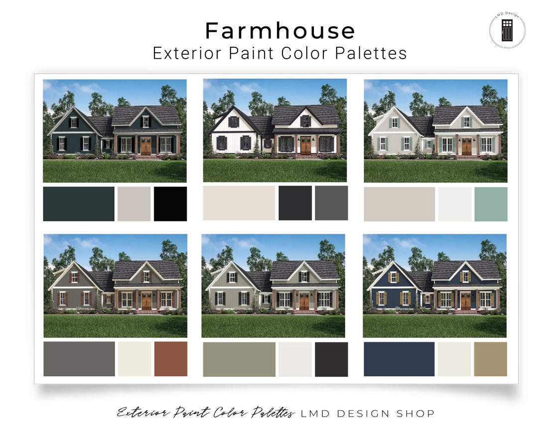 Farmhouse Exterior Paint Palettes House Exterior Paint Colors - Etsy