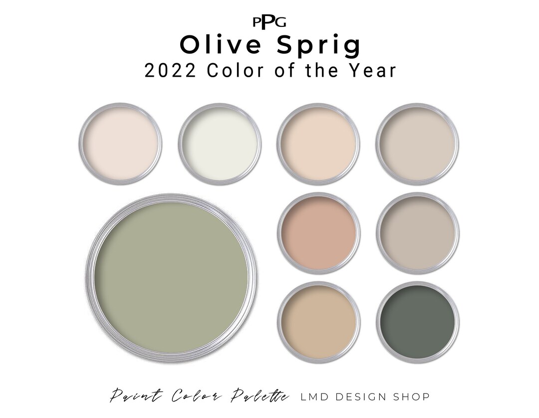 PPG Bohemian Paint Color Palette 2022 Color of the Year Olive Sprig ...