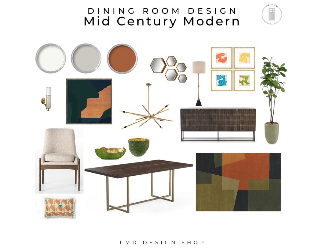 Dining Room Design Mid Century Modern Mood Board Interior - Etsy