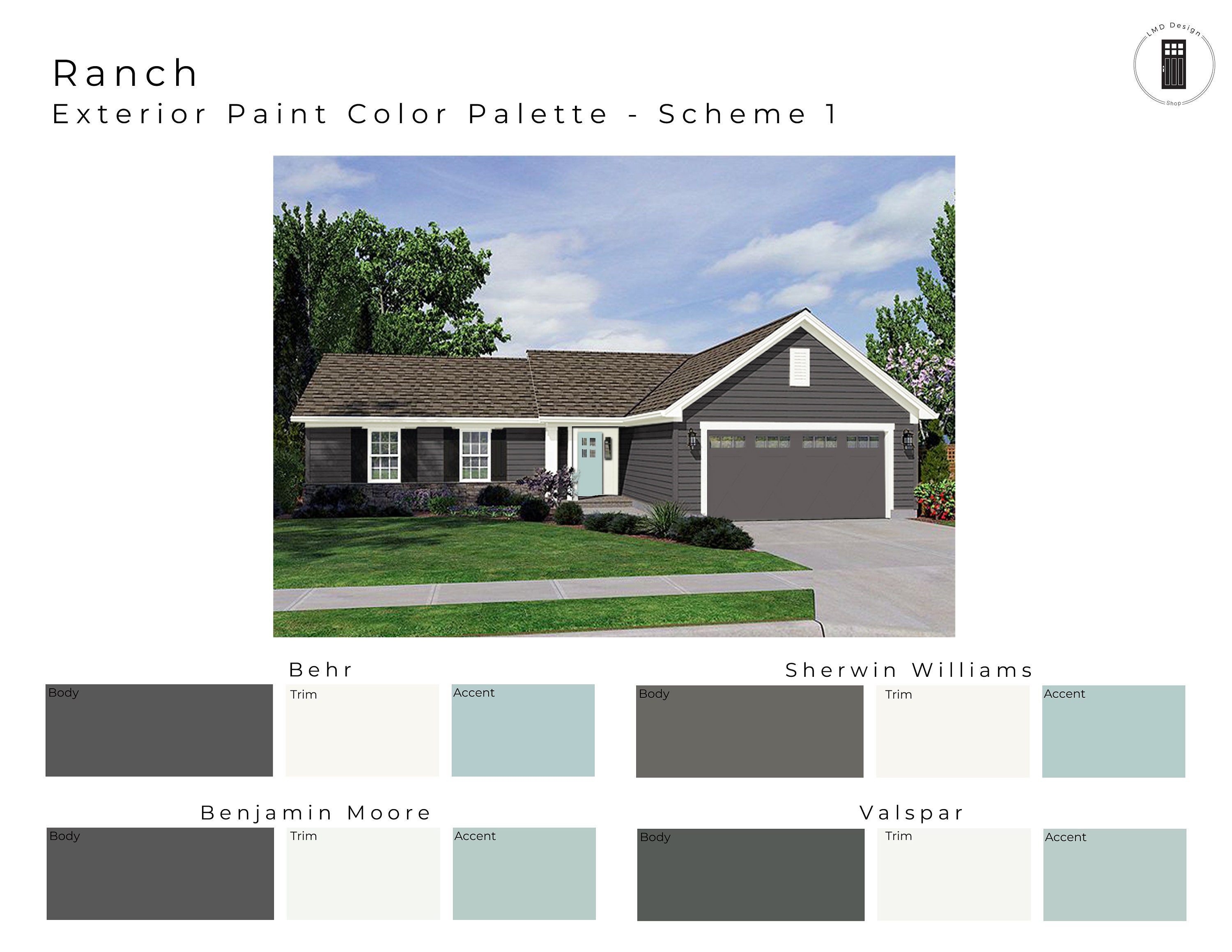 Exterior Paint Color Palette for Ranch House Paint Colors for Exterior ...
