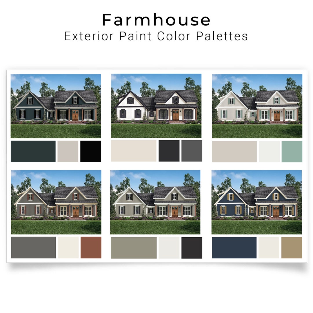 Farmhouse Exterior Paint Palettes | House Exterior Paint Colors - Etsy