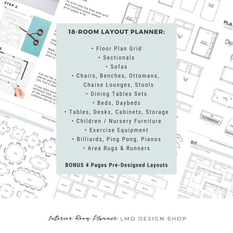 Furniture Layouts Interior Room Planner DIY Furniture Layouts Printable ...