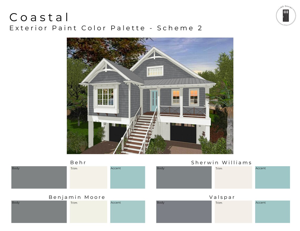 Coastal Exterior Paint Colors Coastal Paint Schemes Cape Cod - Etsy
