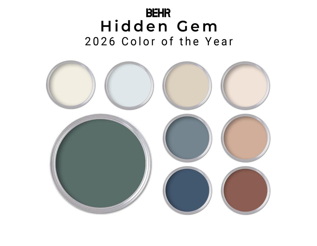 Behr Hidden Gem Paint Color Palette | 2026 Color of the Year | 9-color Whole House Scheme ...