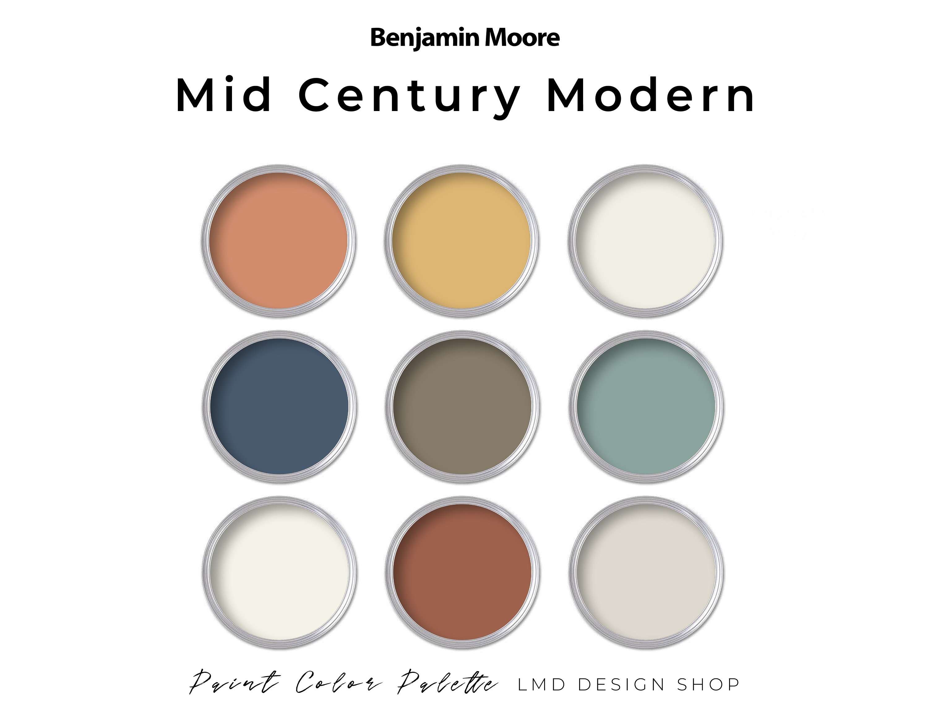 Paleta de pinturas Benjamin Moore moderna de mediados de siglo - Etsy ...