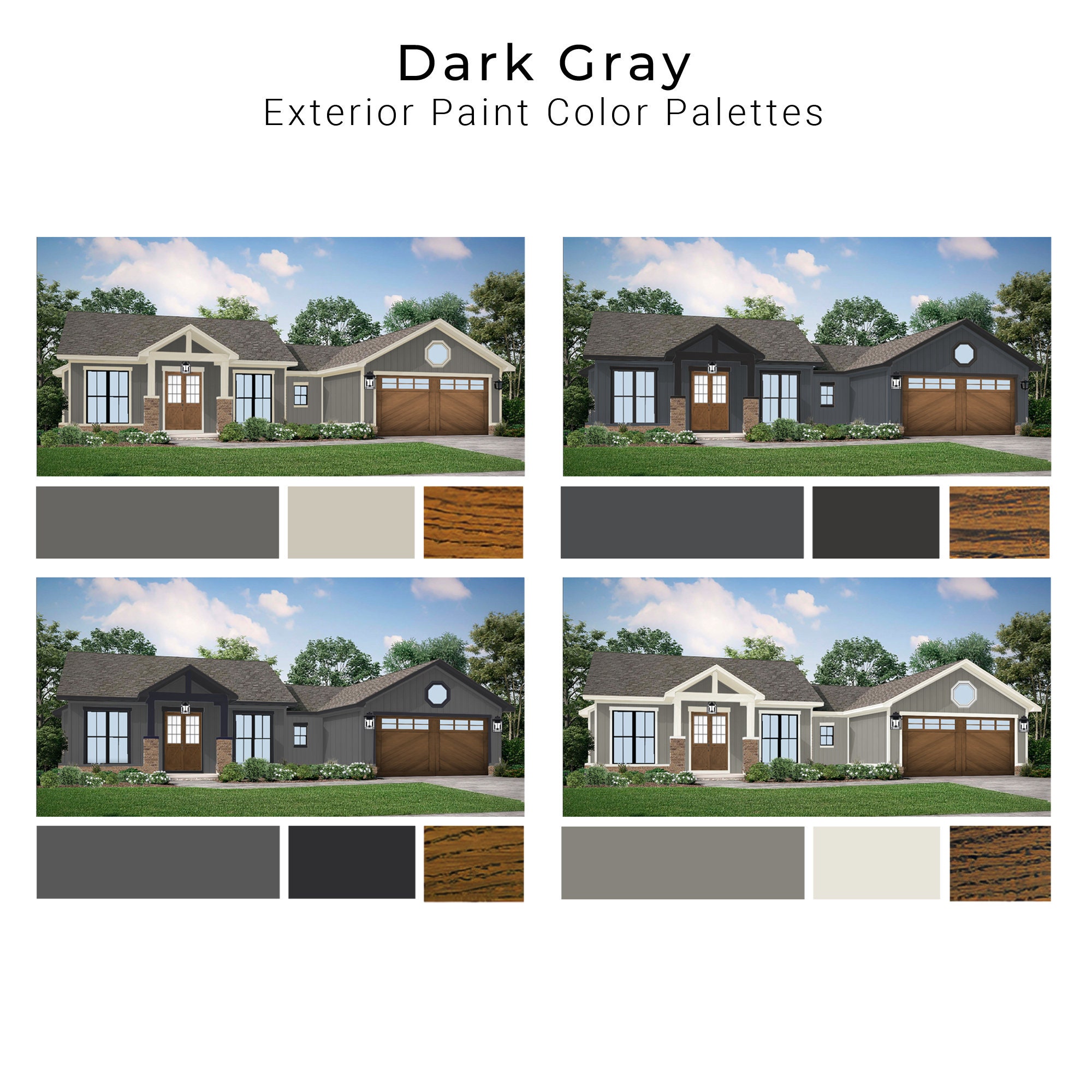 Gray Charcoal Exterior Paint Palettes | Dark Gray Exterior House Color ...