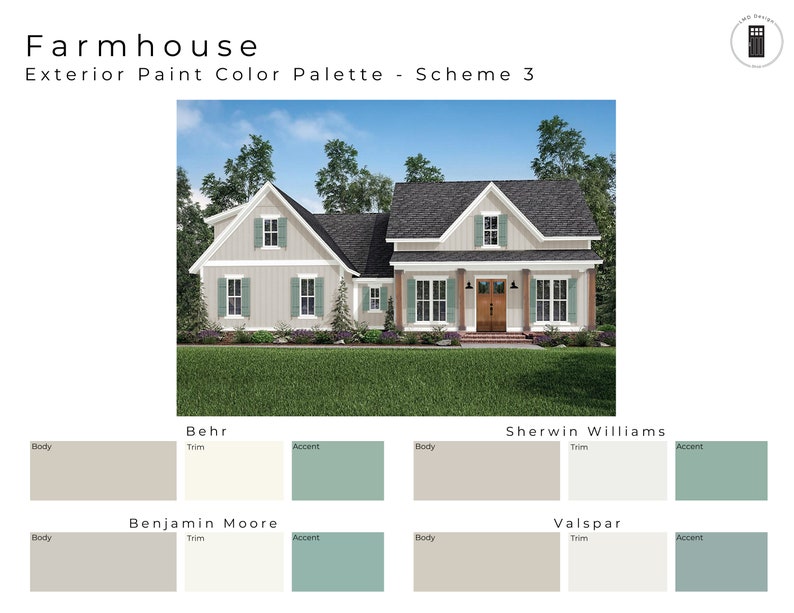 Farmhouse Exterior Paint Palettes | House Exterior Paint Colors - Etsy
