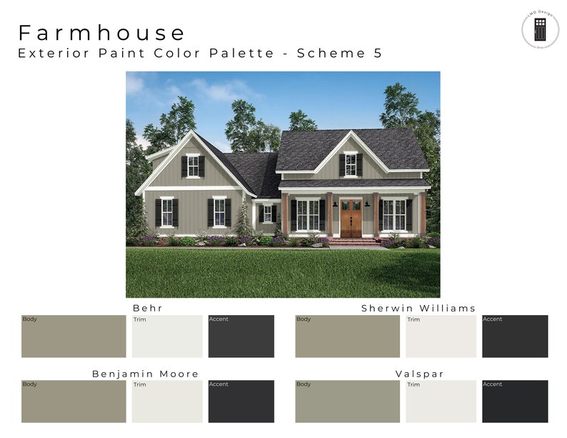 Farmhouse Exterior Paint Palettes | House Exterior Paint Colors - Etsy