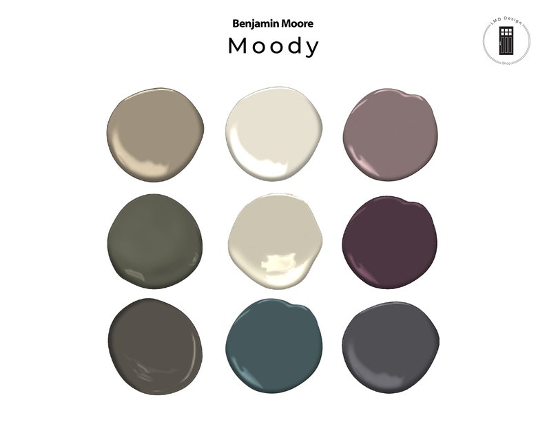 Benjamin Moore Moody Paint Color Palette | Dark, Moody Paint Color ...