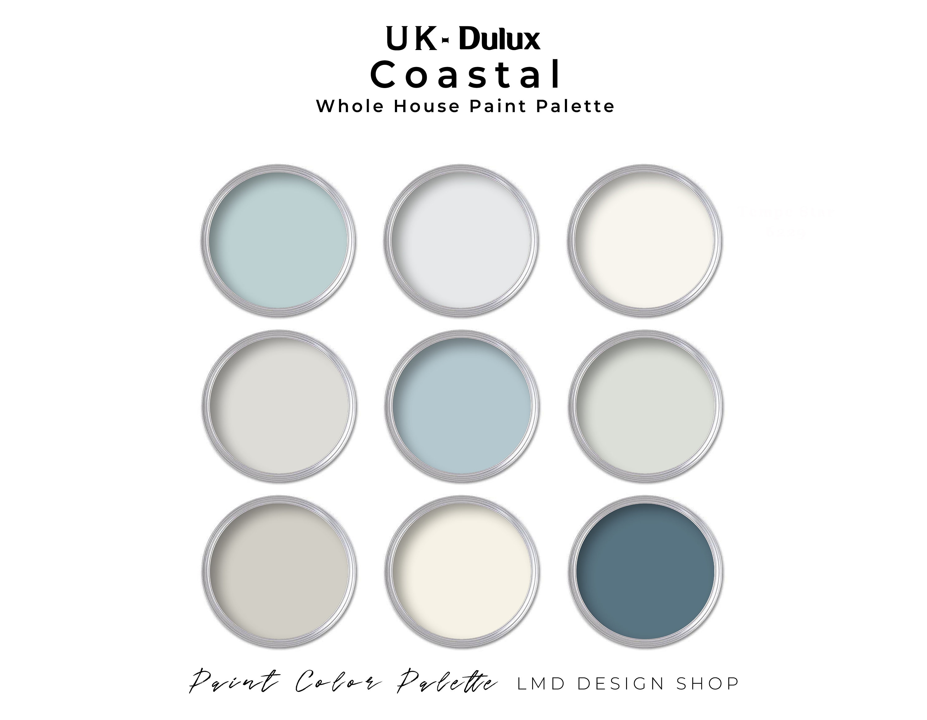 Coastal UK Dulux Paint Color Palette Dulux UK Color Codes Coastal Calm ...