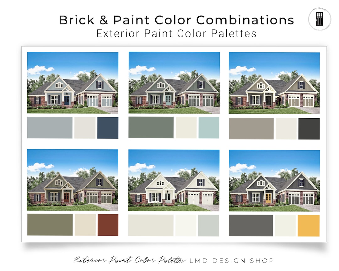 Brick Exterior Paint Color Palettes Exterior Paint Colors - Etsy