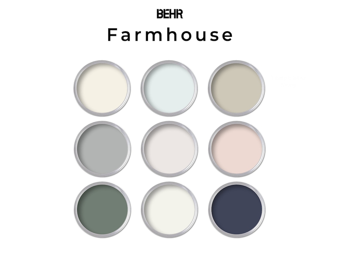 Farmhouse Behr Paint Color Palette | Home Interior Paint Colors - Etsy