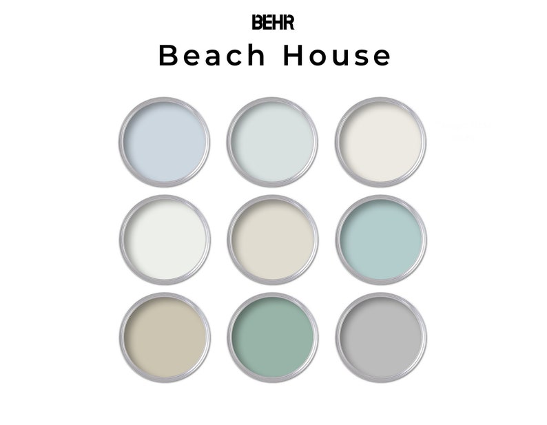 Beach House Behr Paint Color Palette | Behr Whole House Paint Colors - Etsy