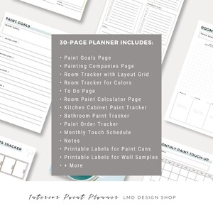 Interior Paint Color Planner | Printable Home Paint Tracker - Etsy