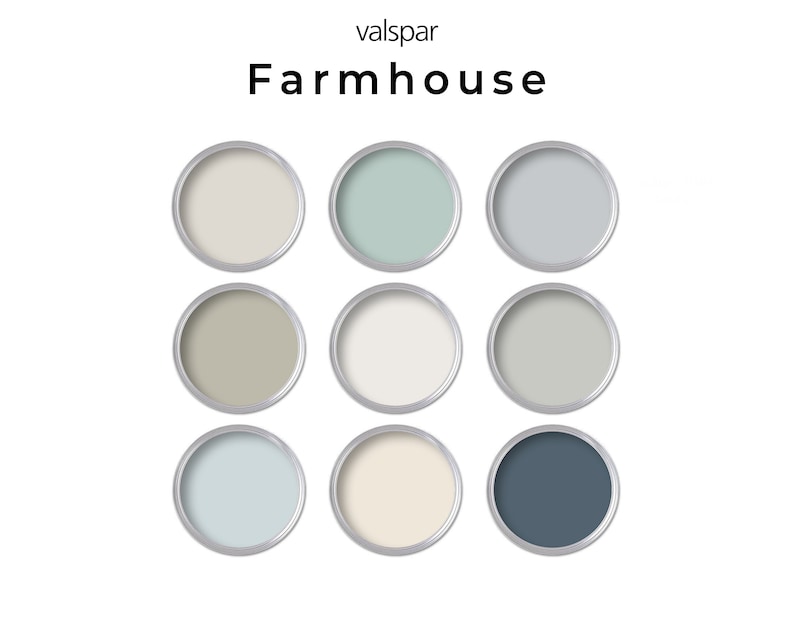 Farmhouse Valspar Paint Color Palette | Whole House Color Palette - Etsy