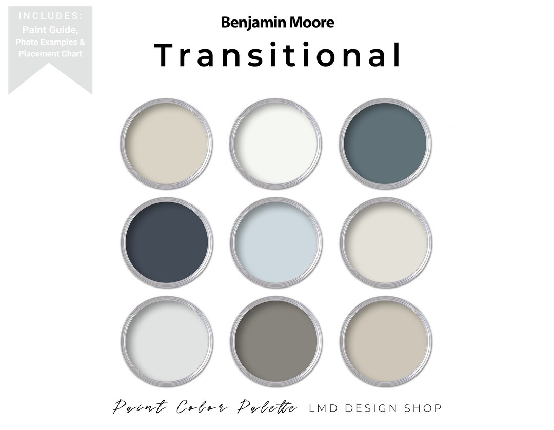 Benjamin Moore Transitional Paint Color Palette Whole House - Etsy