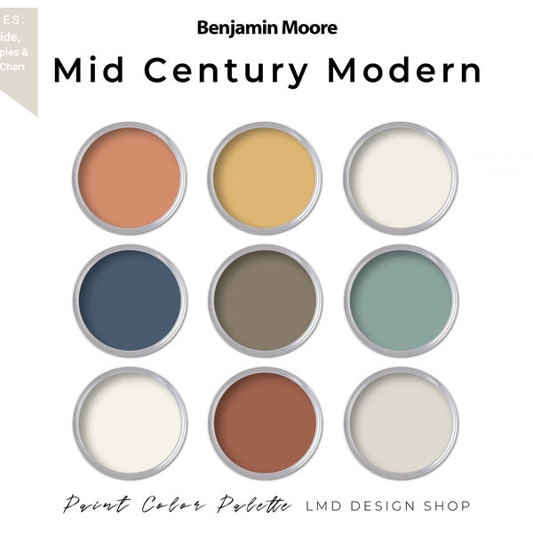 Midcentury Modern Benjamin Moore Paint Palette - Etsy Midcentury Modern Benjamin Moore Paint Palette - Etsy