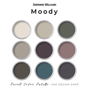 Dark Moody Paint Colors | Sherwin Williams Cozy Home Color Palette - Etsy