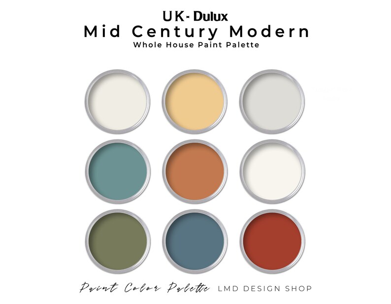 UK Dulux Mid Century Modern Paint Color Palette Dulux UK Color Codes ...