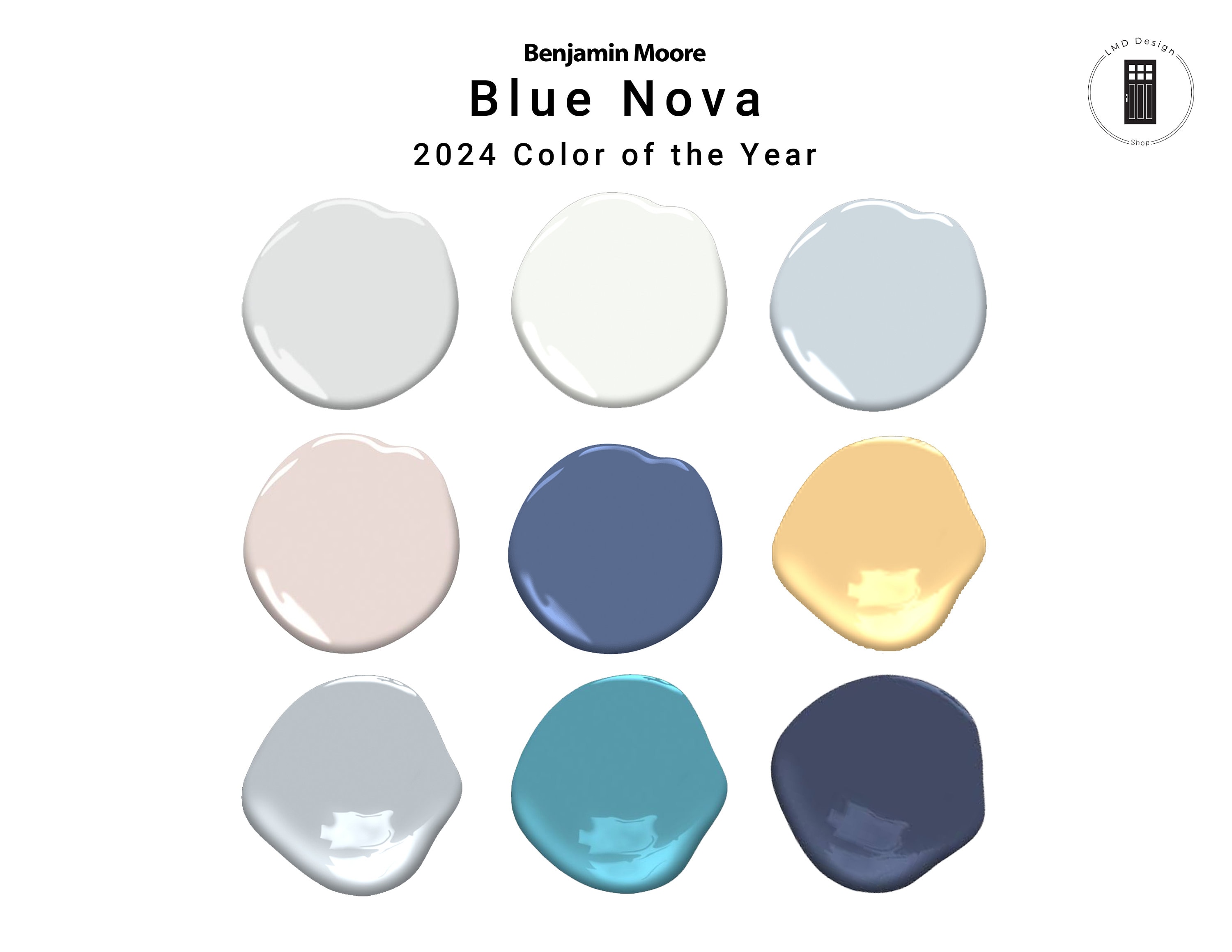 2024 Benjamin Moore Blue Nova Color of the Year Paint Pallette | Whole ...