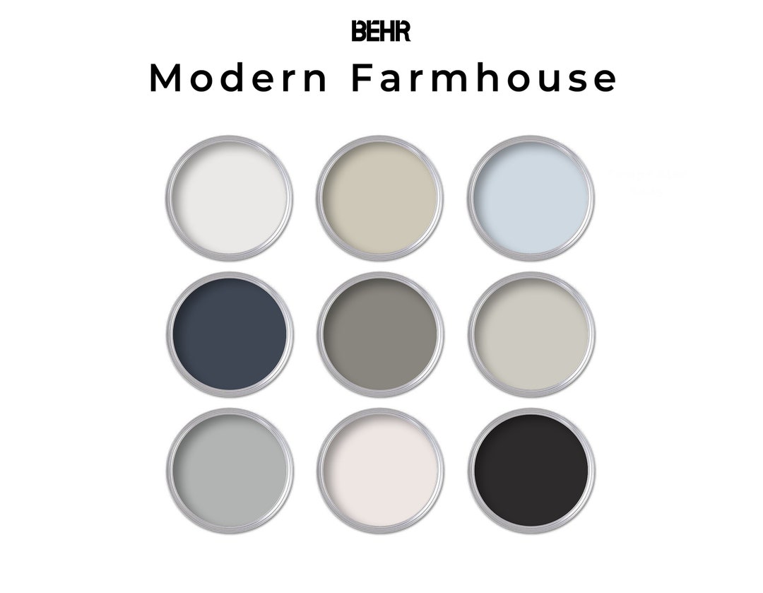 Modern Farmhouse Behr Paint Color Palette | House Color Palette - Etsy