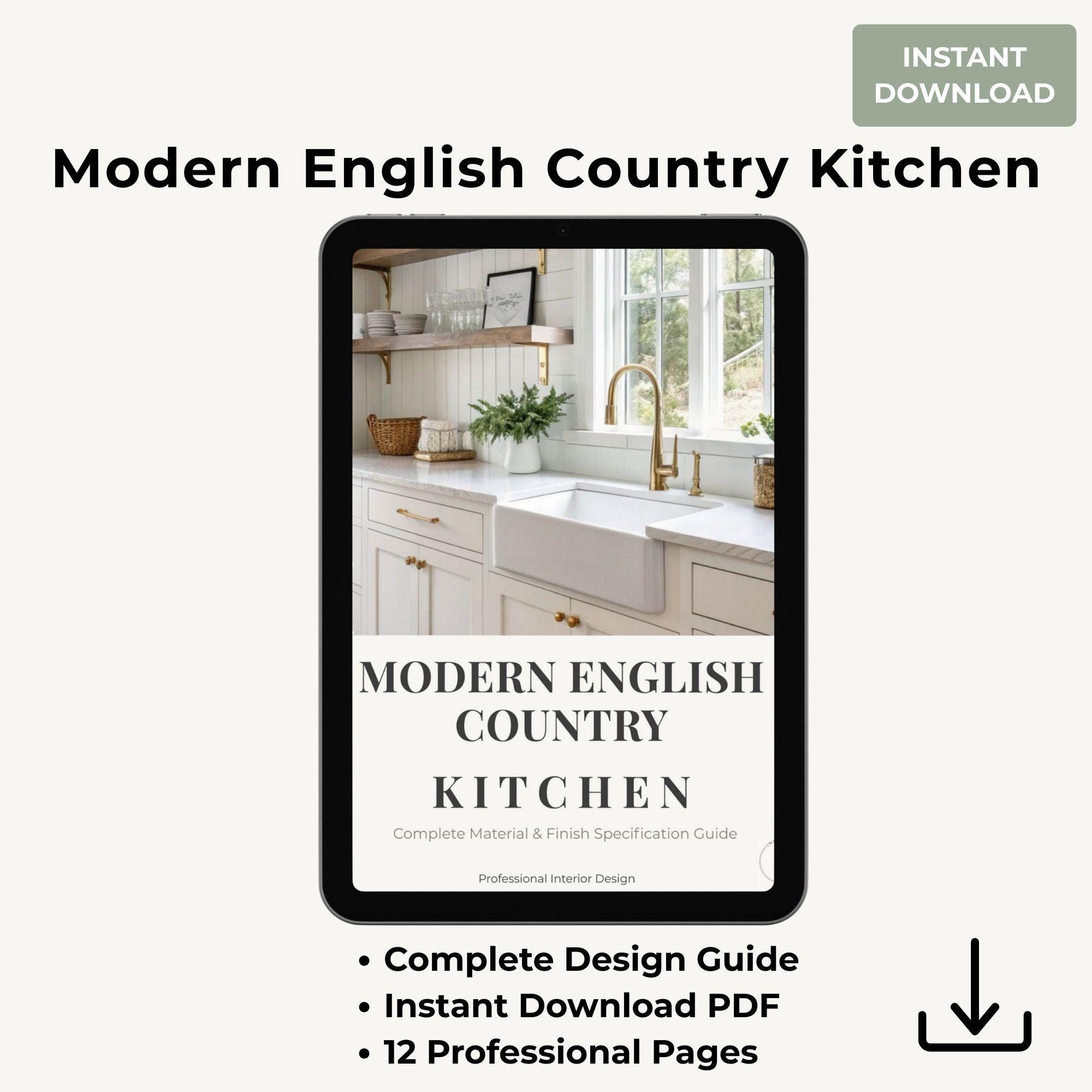 Modern English Country Kitchen Design Guide PDF | Complete Material ...