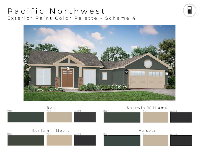 Pacific Northwest Exterior Paint Colors | 6 PNW House Color Schemes - Etsy