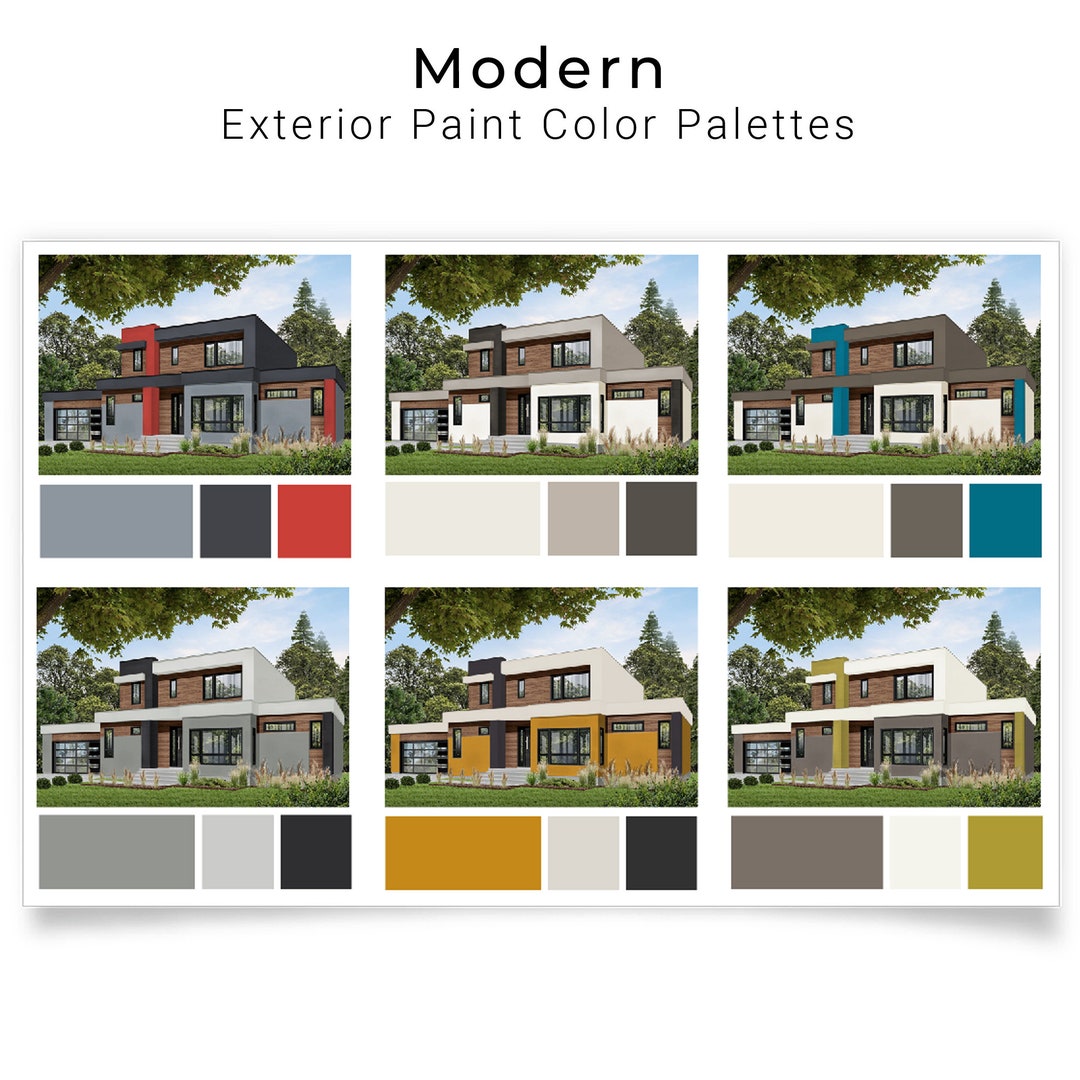 Exterior Paint Color Palettes Modern Home | House Paint Color - Etsy