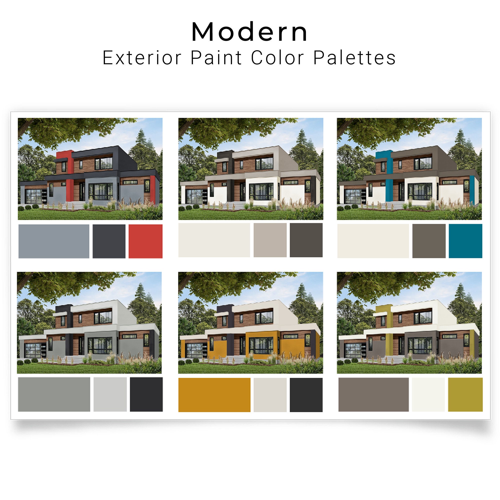 Exterior Paint Color Palettes Modern Home House Paint Color - Etsy