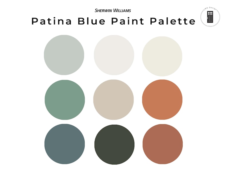 2026 Etsy Color of the Year Patina Blue Paint Palette | Sherwin ...