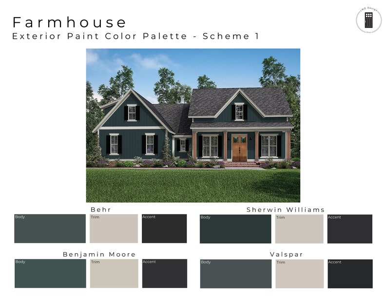Farmhouse Exterior Paint Palettes | House Exterior Paint Colors - Etsy
