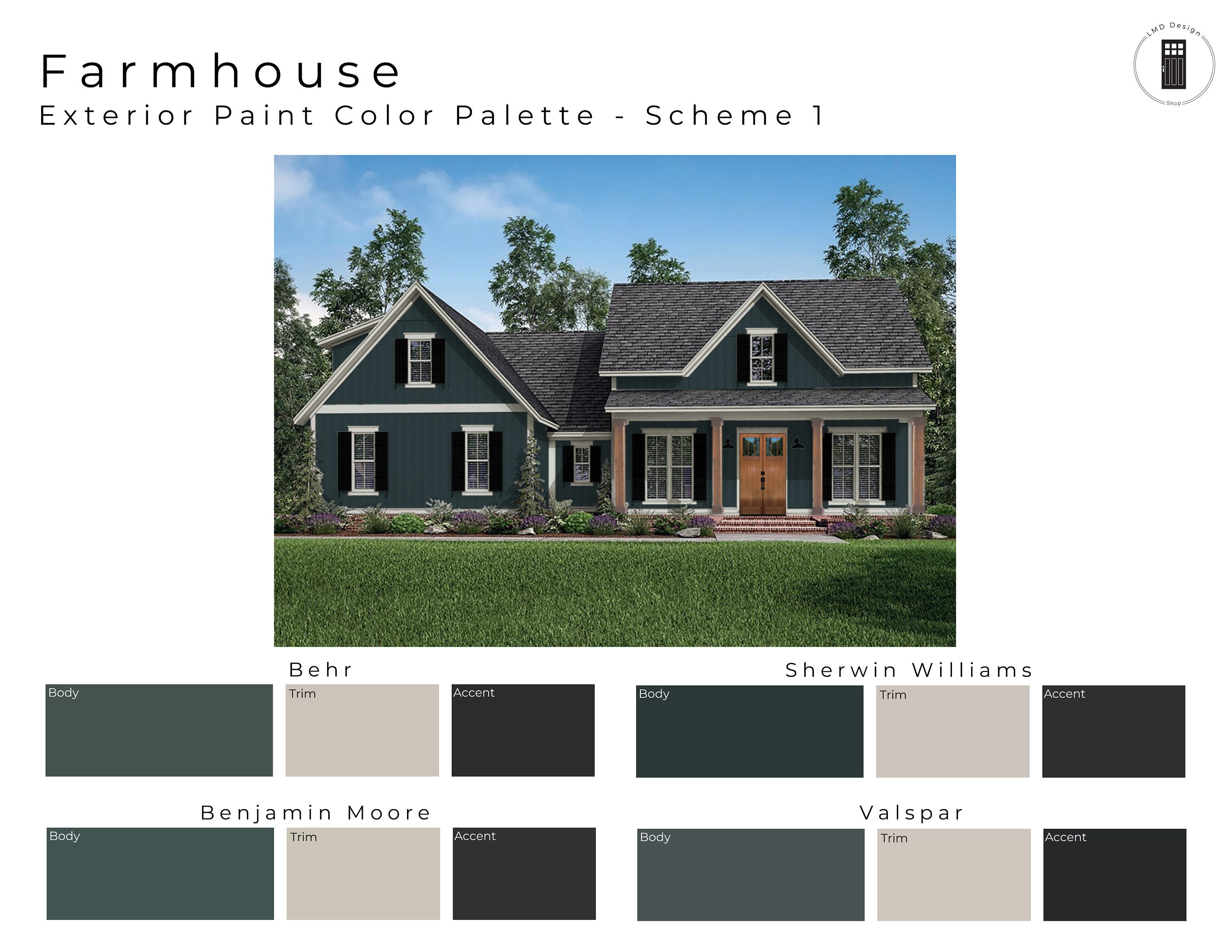 Farmhouse Exterior Paint Palettes House Exterior Paint - Etsy UK