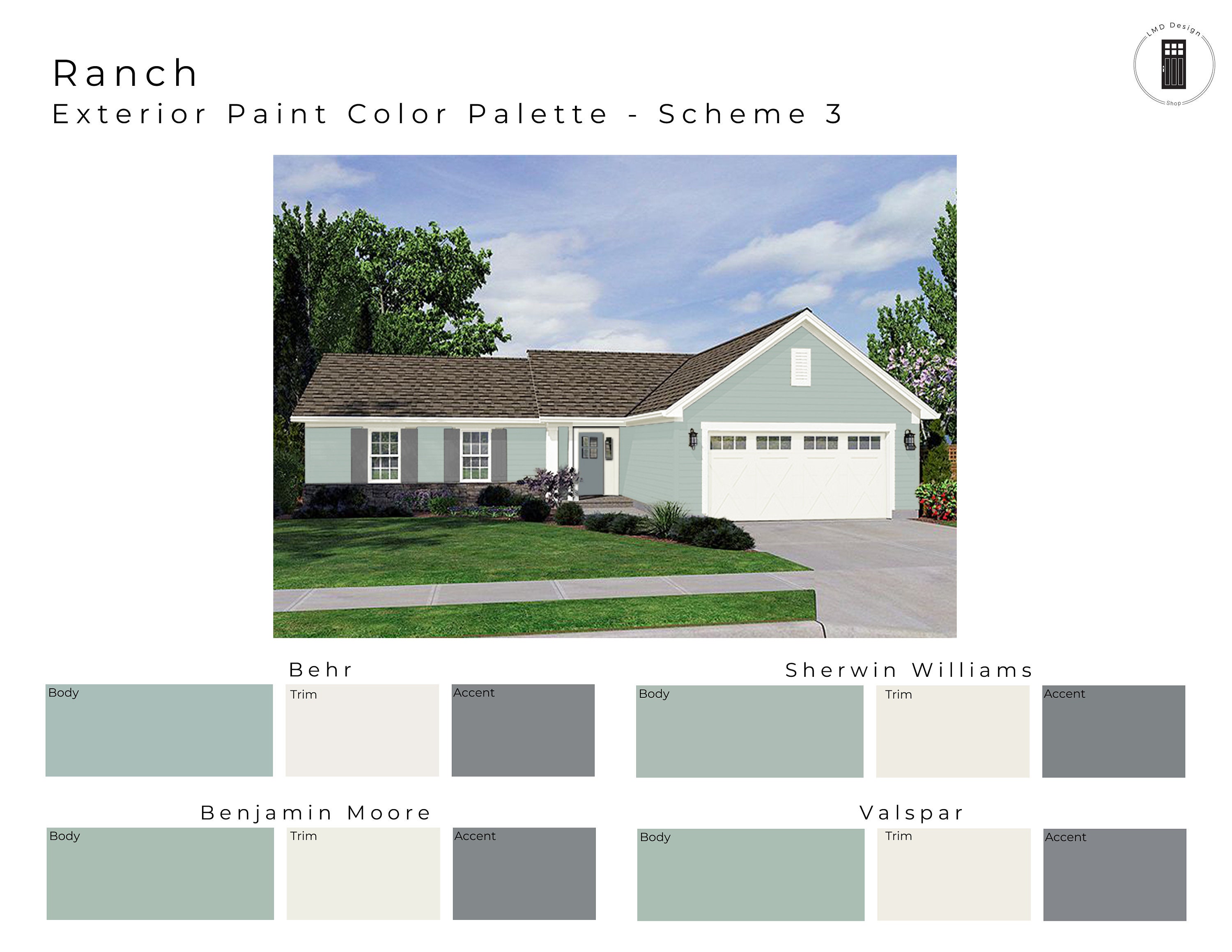 Exterior Paint Color Palette for Ranch House Paint Colors for Exterior ...