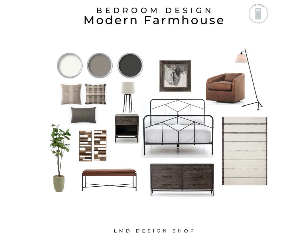 Bedroom Design Modern Farmhouse Mood Board Rustic Bedroom - Etsy