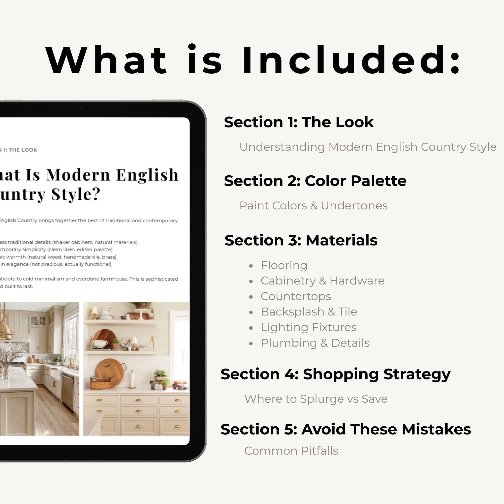 Modern English Country Kitchen Design Guide PDF | Complete Material ...